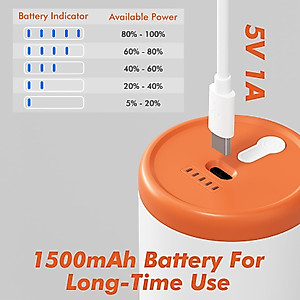 Air Pump For Inflatables,Portable Inflator and Deflator Pump for Air Mattresses, Inflatables, and Vacuum Bags, Battery Powered, Rechargeable Mini Air Pump with USB Charging,1500 mah battery