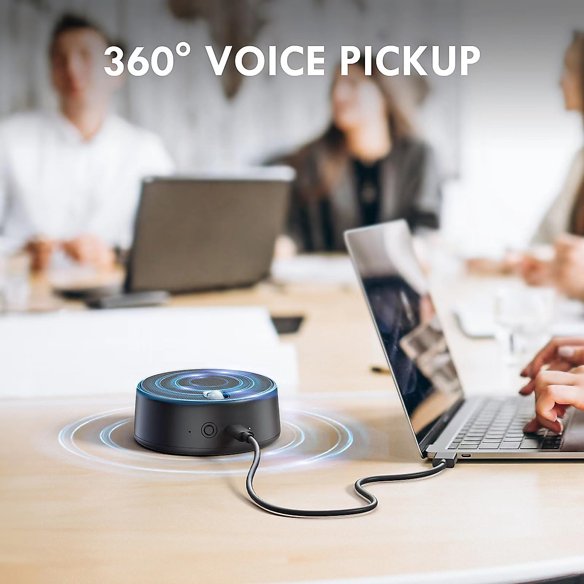 ROFALL USB Computer Speakers with Microphone, PC Laptop Speaker with Mic, 2 Sound Modes, Hand Free Enhanced Voice Pick up, Compatible with Zoom for Personal Call and Home Office Meeting