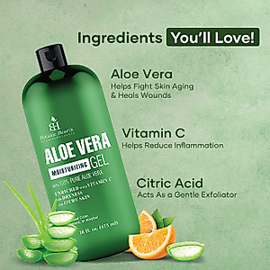 Botanic Soothing Hearth Aloe Vera LIQUID Gel - From 100% Pure and Natural Cold Pressed Aloe Vera, 16 fl oz