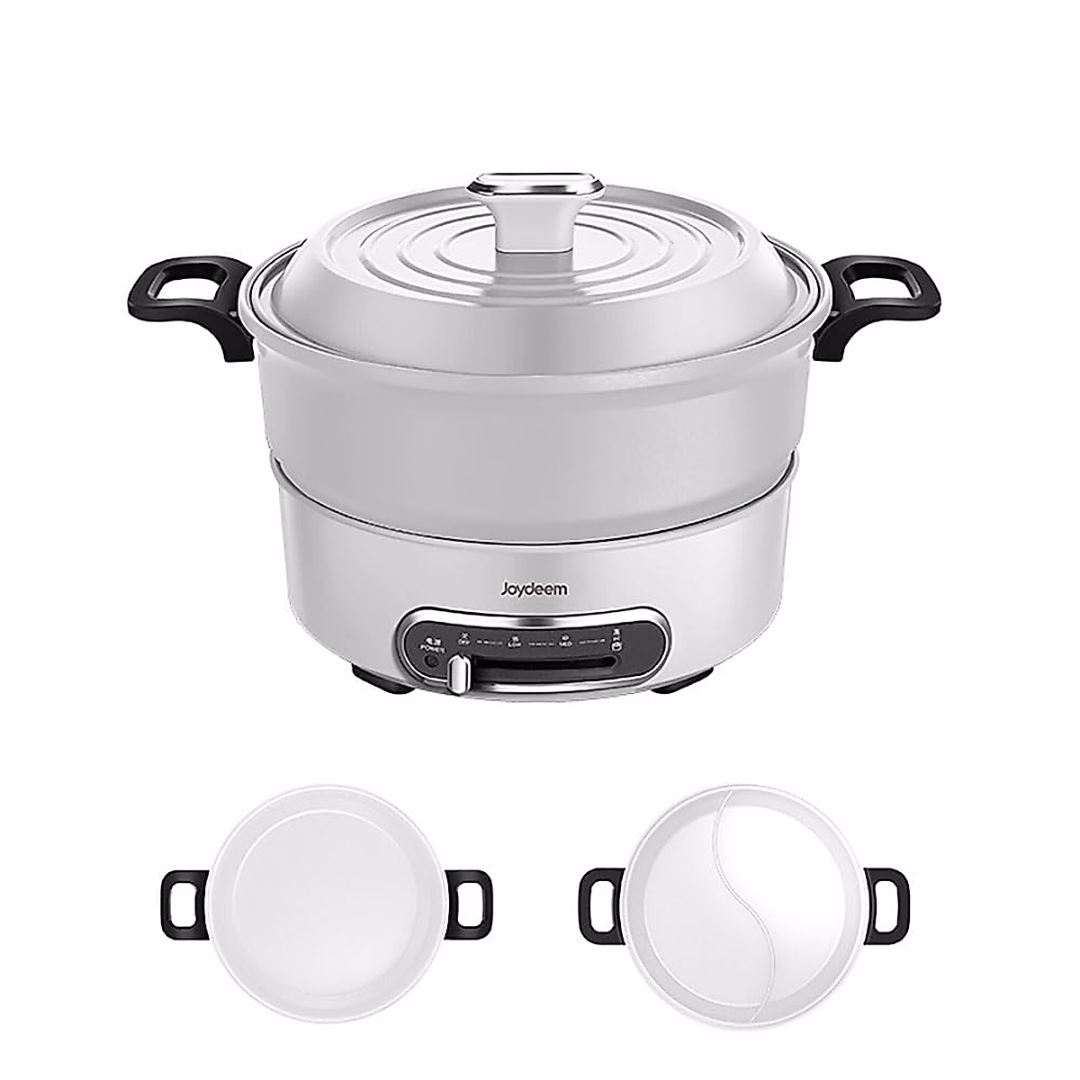 Joydeem 2 in 1 Electric Hot Pot, 3.5L Shabu Shabu Pot with Two Removable Pot, UL Listed, Ceramic Non-stick Coating, 1400W, JD-HG3706W