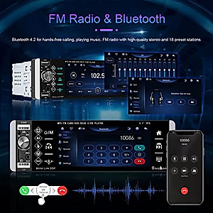 Single Din Car Stereo Compatible with Apple Carplay & Android Auto, METEESER 5.1 Inch Bluetooth Backup Camera, Touch Screen Radio Support FM/Mirror Link/SWC/USB/DVR/AUX-in