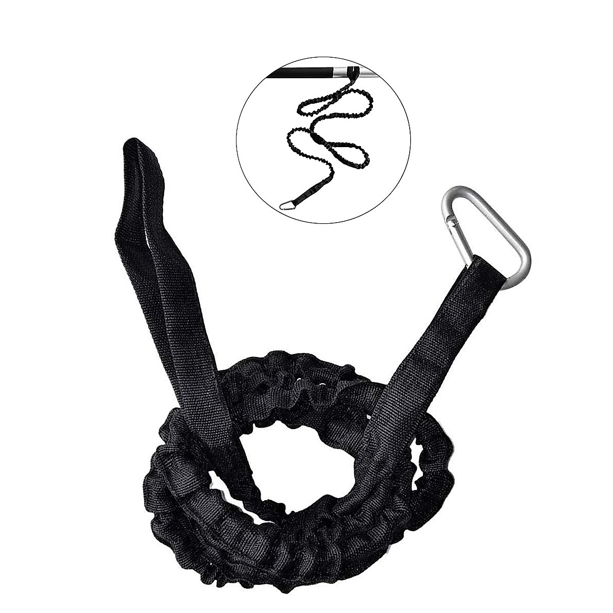 MOOCY Stretchable Kayak Paddle Leash Tether with D-Shape Carabiner Bungee Leash Strap 1ft for Kayaking Canoe SUP Board Paddles, Surfboard, Fishing Poles Rods