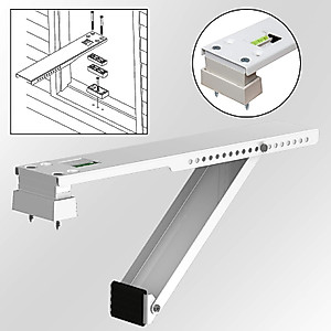 Ivation Universal Air Conditioner Support Bracket | 19” Easy-Install Adjustable Platform for AC Units Up to 170 Lbs. | Support Leg with Rubber Foot, Built-in-Level & Extenders for All Window Types