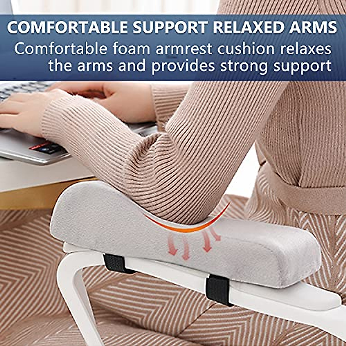Payanwin Chair Ergonomic armrest Cushions Elbow Pillow Pressure Relief Office Chair Gaming Chair armrest with Memory Foam armrest Pads 2-Piece Set of Chair （Gray）