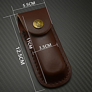 5 inches Real Leather Knife Sheath Folding Pocket Knife Pouch Holster For 5" Folding Tool 4 3/4"Multl-Tool