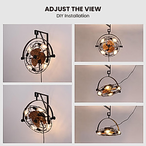 Moooni 20" Fansconce, 6-Speed Wall Mount Fan,Timable Caged Ceiling Mount Fan with Remote and Light, Industrial Outdoor/Indoor Wall Mounted Fan for Patio, Garage, Toolroom, Warehouse, Greenhouse, Barn