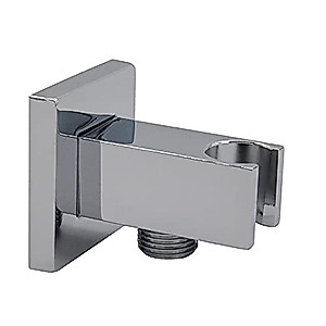 Aquaiaw Shower Arm and Wall Supply Elbow Bundle, 12 inch Ceiling Mount Shower Arm with Anti-Scratch Flange, Wall Union with Handheld Shower Head Holder, Both Solid Brass, Both Polished Chrome