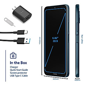 Nokia G50 5G | Android 11 | Unlocked Smartphone | US Version | 4/128GB | 6.82-Inch Screen | 48MP Triple Camera | Ocean Blue