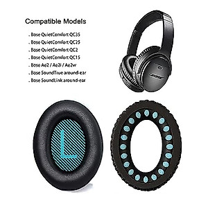 Bose Headphones Replacement Ear Pads for QuietComfort QC35/35ii/25/2/15 Ear Cushions for QC35 QC35ii QC25 QC2 QC15 Ae2 Ae2i Ae2w Sound True & SoundLink (Around-Ear Series Only)