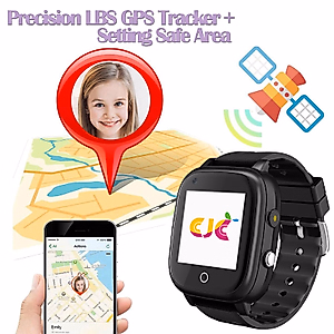 cjc 4G Kids Smartwatch with GPS Tracker,Smart Watch w Camera for Kids,2 Way Voice & Video Call SOS Alert Smartphone Cell Phone Smart Watch,4-15 Years Boys Girls Children Birthday, Black