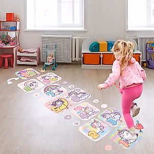Large Unicorn Floor Decals, Indoor Hopscotch Number Game Stickers, Creative Unicorn Floor Stickers for Kid Girls Bedroom, Playroom, Classroom, Nursery, Daycare Floor & Wall Decor