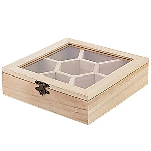 Hammont Wooden Sectional Boxes with Lid - (2 Pack) - (7''x7''x2'') - Present Boxes Best for Birthday, Wedding and Party Favours