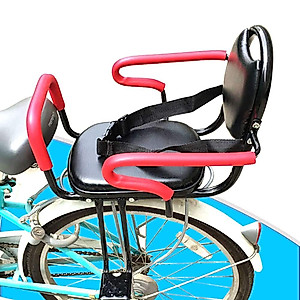 Wing Back Mount Child Seat for Adult Bike, Bicycle Rear Seat for Kids,Removable Fence with Non-Slip Armrests and Pedals, Padded Seat Belt for 2-6 Year Old Child Seat