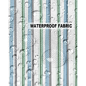 Waterproof Outdoor Pillow Covers, Teal Blue Grey Striped Decorative Pillow Cases, Hand Drawn White Modern Art Aesthetics Square Garden Throw Cushion Cases for Patio/Sofa/Couch 18"x18" 2 Pack