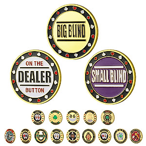 LuluCircle Small Blind, Big Blind, Dealer Button, Poker Guard, Poker Gifts for Men, Poker Accessories, Poker Chips with Plastic Case (Position Marker), 3 pcs