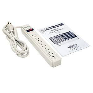 Tripp Lite 6 Outlet Surge Protector Power Strip 6ft Cord 790 Joules LED & INSURANCE (TLP606) Gray