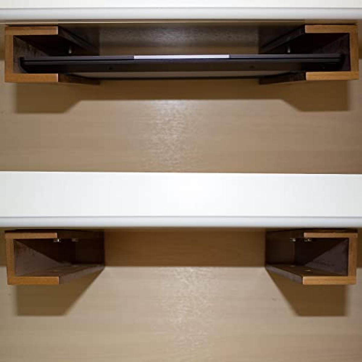 Orisell Bamboo Under Desk Laptop Mount with Screw,Under Desk Laptop Holder,Real Hardwood (Brow-Long)