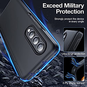 TORRAS Armor Stand Galaxy Z Fold 4 Case, [MIL-Grade Hinge Protection] [Invisible Kickstand for Full Screen Viewing], Matte Hard Case Slim Protective Designed for Samsung Galaxy Z Fold 4 Case Black