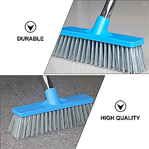 Generic Floor Scrubber Push Broom Brush Outdoor Stiff Broom Head Handle Heavy Duty Indoor Rough Surface Scrub Brush Broom for Floor Cleaning Deck Wall Tile Floor Driveway Outdoor Broom