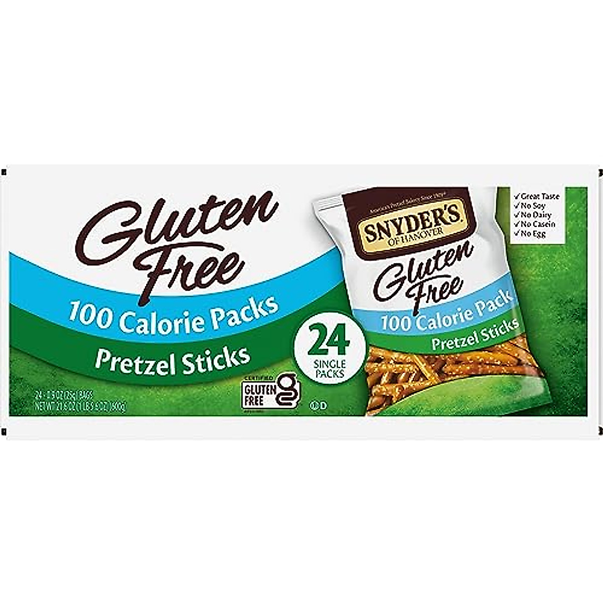 Snyder's of Hanover Gluten Free Pretzel Sticks, 100 Calorie Individual Packs, 24 Ct
