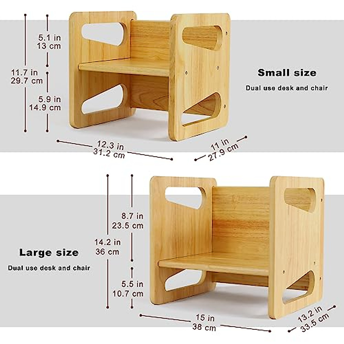 HYUNLAI Montessori Weaning Table and Chair Set Real Hardwood Students Multi-Use Cube Kitchen  Perfect Activity Table and Chair Set for Childre
