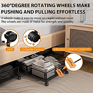 CHAMUTY Under Bed Storage Containers with Wheels - Clothes, Shoes and Underbed Organizer for Bedroom Comforter Storage