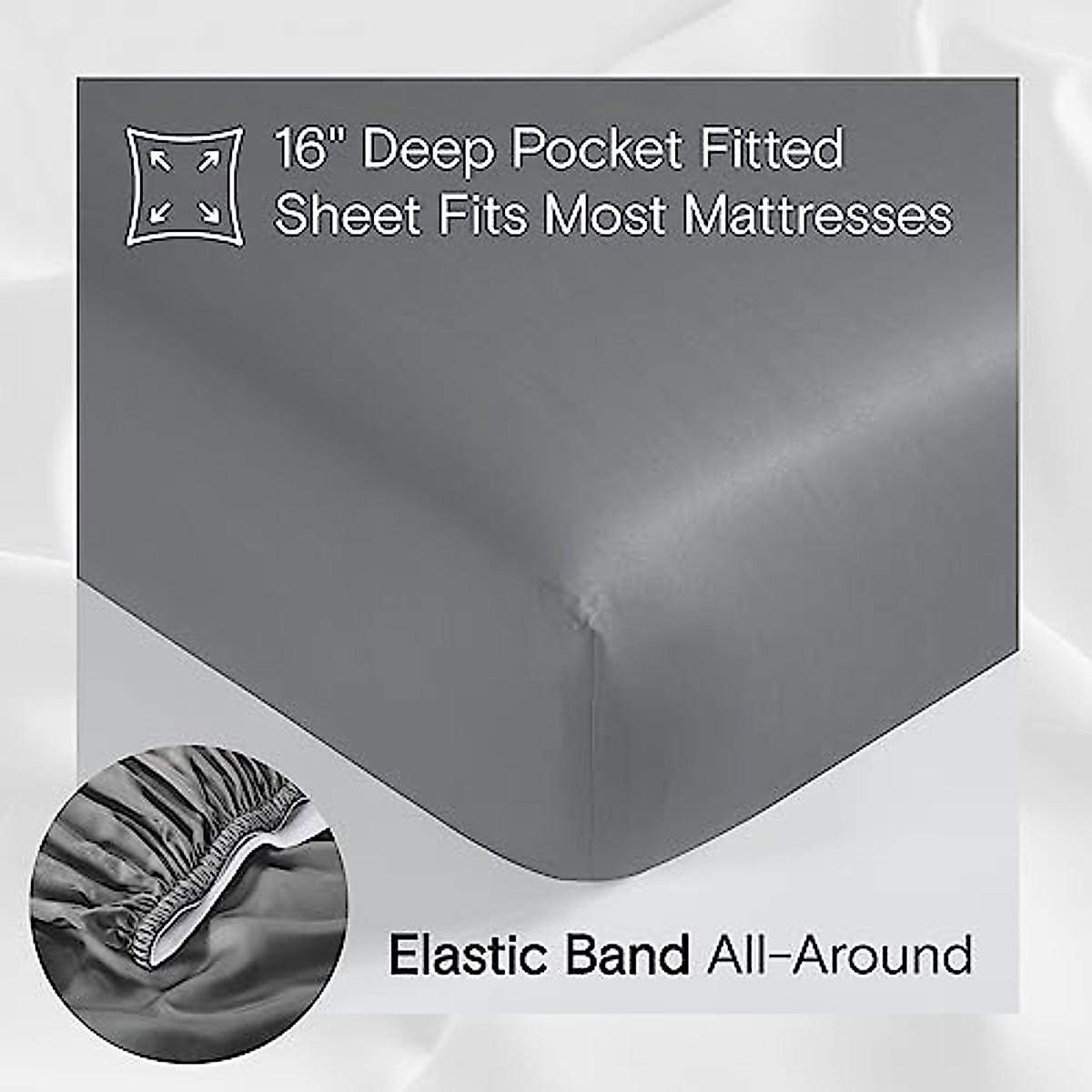 DOZ by SIJO 100% Organic Bamboo Sheet Set, Buttery Soft, Cooling for Hot Sleepers, Silky Breathable, Oeko-TEX, High GSM, 16" Deep Pockets - 3pc - 2 Pillowcases 1 Fitted Sheet (Storm, Queen)