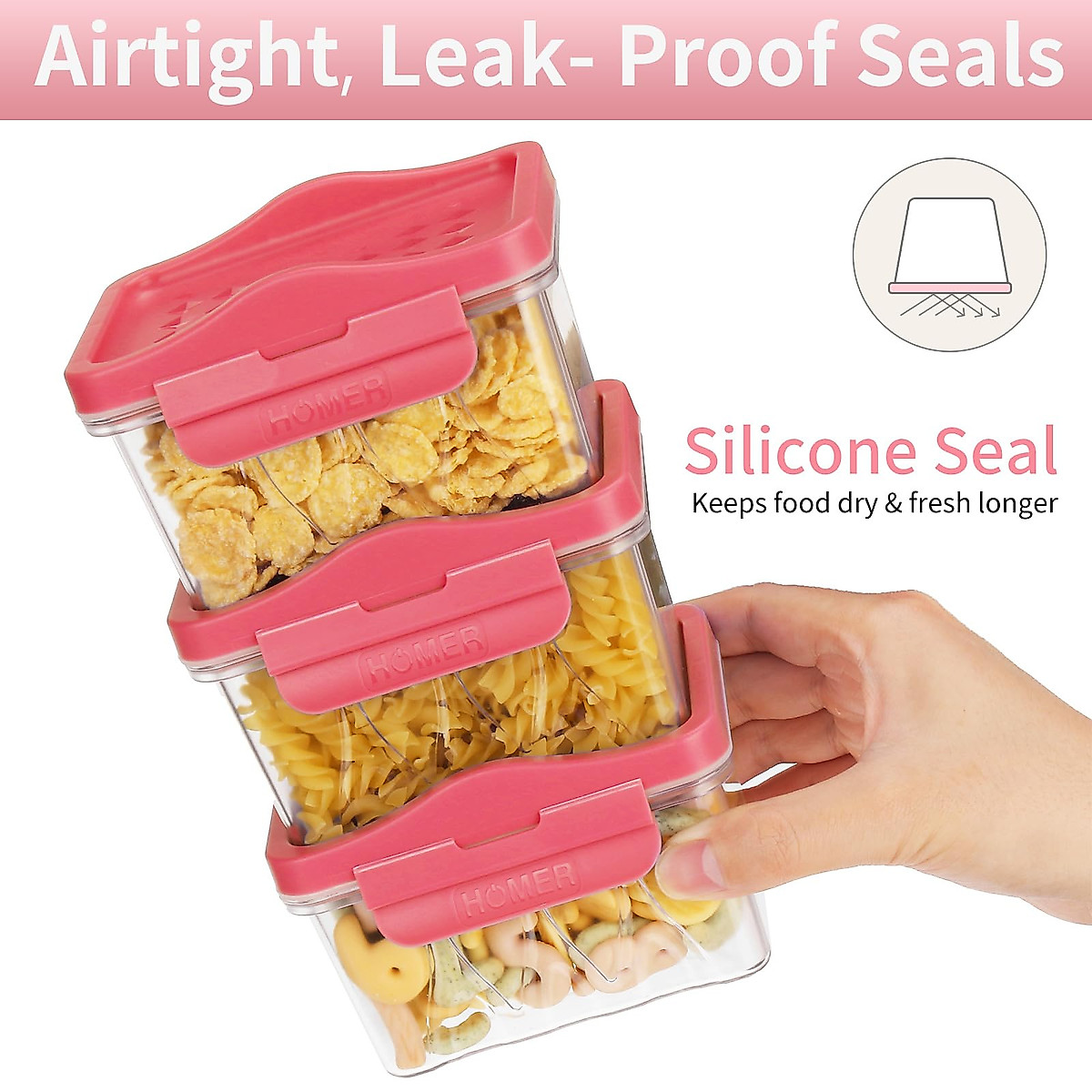 HOMER Food Storage Containers with Lids Airtight - 9 PCS BPA Free Plastic Containers Set for Kitchen Pantry Organize Cereal, Coffee, Pasta, Rice, Sugar, Flour - Labels & Marker