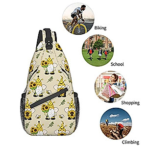 Sling Bag Sunflower Bee Gnomes Farmhouse Hiking Daypack Crossbody Shoulder Backpack Travel Chest Pack for Men Women