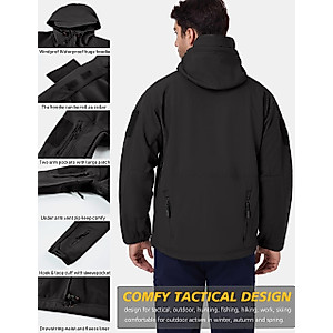 ReFire Gear Men's Army Special Ops Military Tactical Jacket Softshell Fleece Hooded Outdoor Coat, Black, US Large which is equal to Asian XL