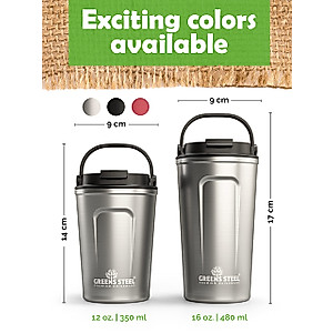 Stainless Steel Insulated Coffee Mug for Hot & Cold Drinks, 12 oz Silver - Coffee Cup with Lid and Handle - Coffee Travel Mug - 100% Leak-Proof Insulated Coffee Tumbler - Travel Coffee Mug Spill Proof