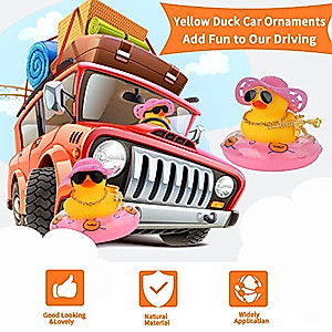 Zelobely Ducks for Cars - Rubber Duck Dashboard of Car, Car Duck Decoration Dashboard Yellow Rubber Duck Car Ornament with Mini Hat Necklace Sunglasses for Party Favors, Birthdays