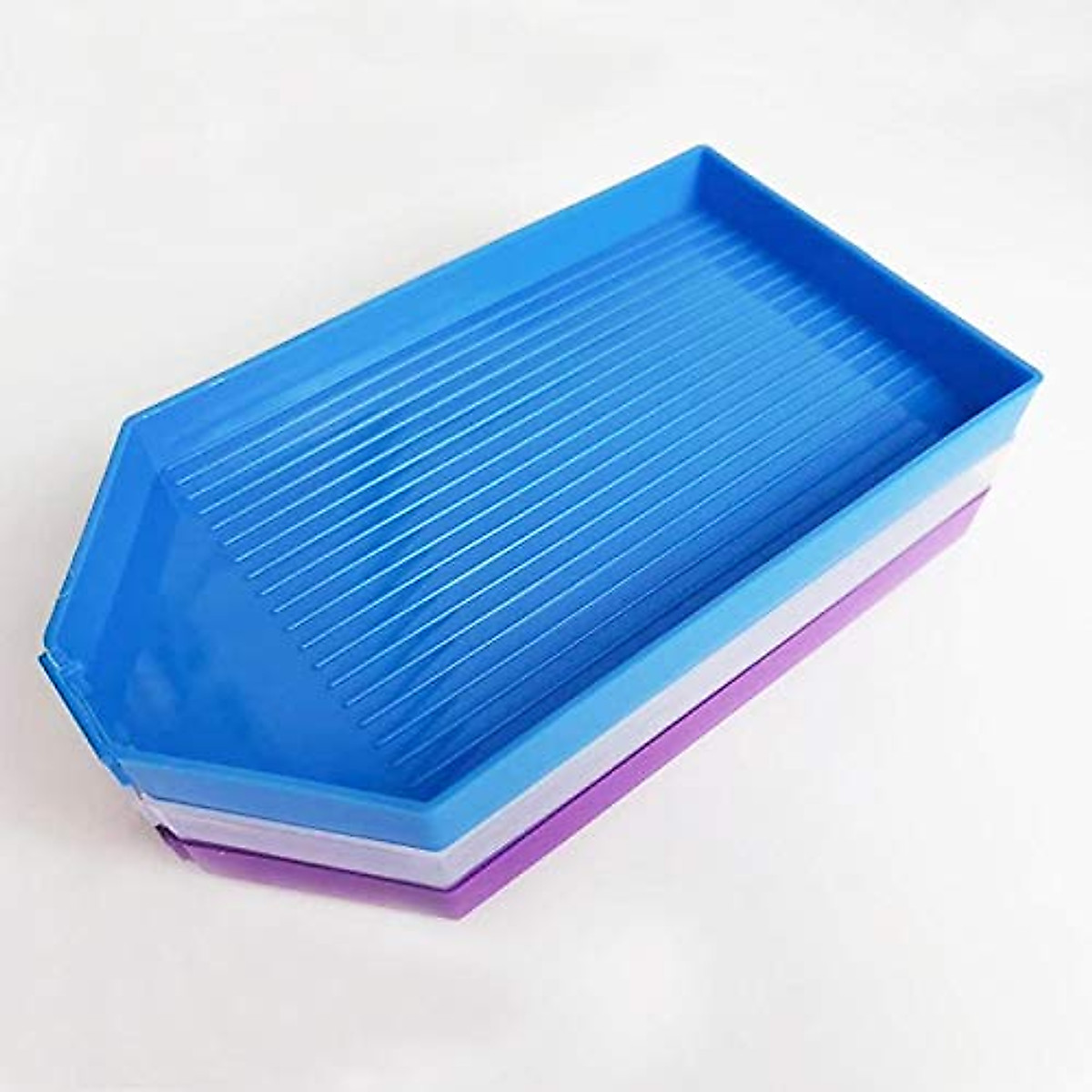 NUOMI 10 Pcs Bead Sorting Trays Plastic Diamond/Rhinestone Plates Triangle Shaped Tray Organizer for DIY, Crafts, Diamond Painting, Nail Art, Clear, Green, Blue, Purple