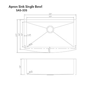 ZLINE 33" Vail Farmhouse Apron Mount Single Bowl Scratch Resistant Stainless Steel Kitchen Sink with Bottom Grid (SAS-33S)