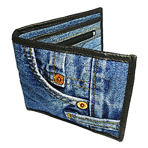 Bijoux de Ja Unisex Blue Denim Small Billfold Purse Wallet