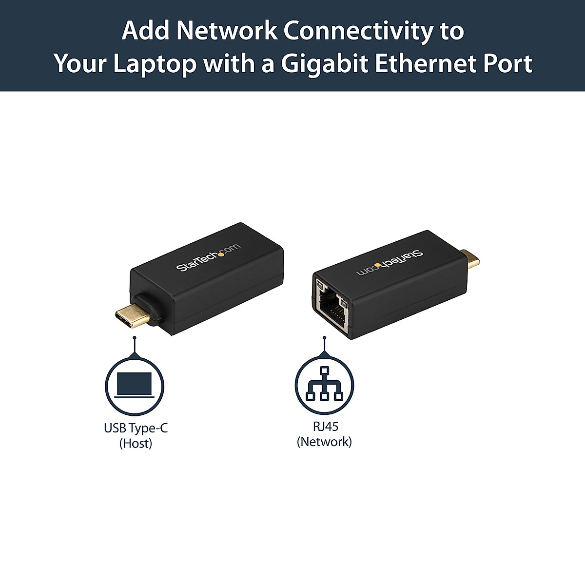 StarTech.com USB C to Gigabit Ethernet Adapter - 1Gbps NIC USB 3.0/USB 3.1 Type C Network Adapter - 1GbE USB-C to RJ45/LAN Port Thunderbolt 3 Compatible Windows MacBook Pro Chromebook (US1GC30DB)