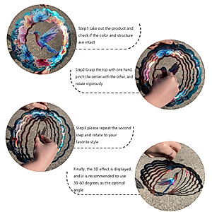 FANTAART Hummingbird Wind Spinners,12inch 3D Metal Wind Spinner Hanging Wind Spinner for Outdoor & Indoor Decorations Yard Art and Garden Clearance Decor Best Hummingbird Garden Gift