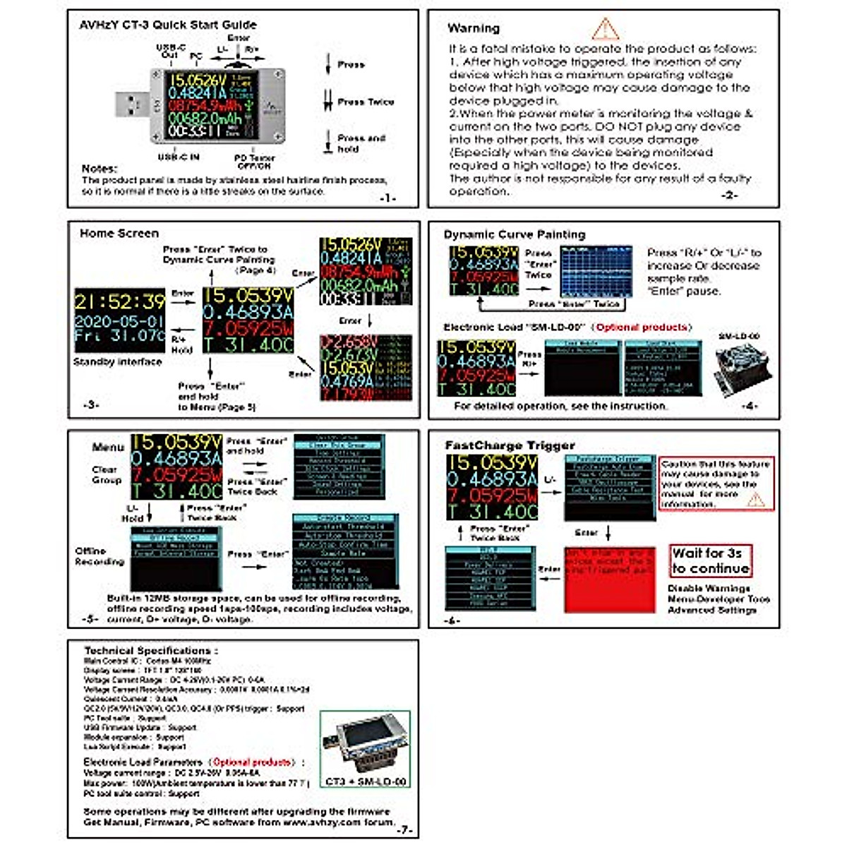 AVHzY USB Power Meter USB 3.1 Tester Digital Multimeter Current Tester Voltage Detector Lua Interpreter Integrated DC 26V 6A PD 2.0/3.0 QC 2.0/3.0/4.0 pps Trigge