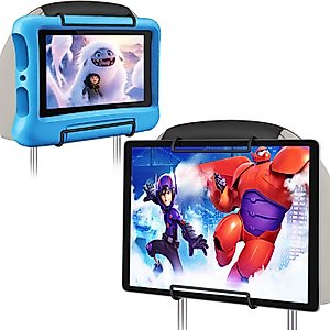 FANGOR 𝟮𝟬𝟮𝟯 𝗨𝗽𝗴𝗿𝗮𝗱𝗲𝗱 2 Pack Tablet Holder for Car, Compatible with 7-9" Kids Tablet/Kindle Fire Hd with a Protective case and 10-12.9” iPad Pro Air/Other Tablets