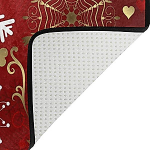 SUABO Christmas Area Rug, Red Snowflakes Non Slip Area Rug Nursery Rug Floor Mats Carpet for Living Dinning Room Bedroom Kitchen 2'x3'