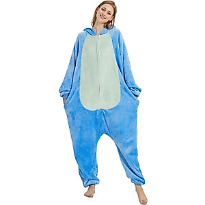 MWLOVER Adult Stitch Onesie Halloween Unisex Animal Costume Cosplay Pajamas Jumpsuit(Small)