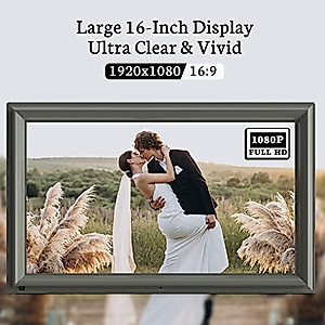 BSIMB 16-Inch 32GB FHD Large WiFi Digital Photo Frame 1920 x 1080 IPS Touch Screen Smart Picture Frame, Remote Control, Auto-Rotate, Wall-Mounted, Easy Setup to Share Photos and Videos via App&Email