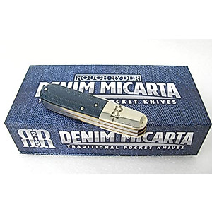 Blue Jean Denim Micarta Handle Rough Ryder Traditional Two Blade Barlow Pocket Knife
