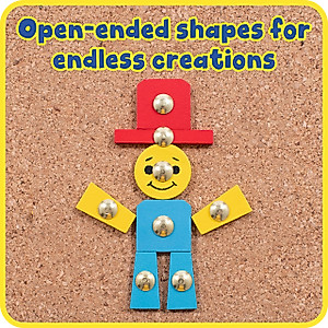 READY 2 LEARN Tack A Tile - Wooden Hammer Toy for Kids Aged 4 and up - 100 Shapes - Big Corkboard - Kid-Friendly Tacks - Foster Imagination, Fine Motor Skills and Reasoning