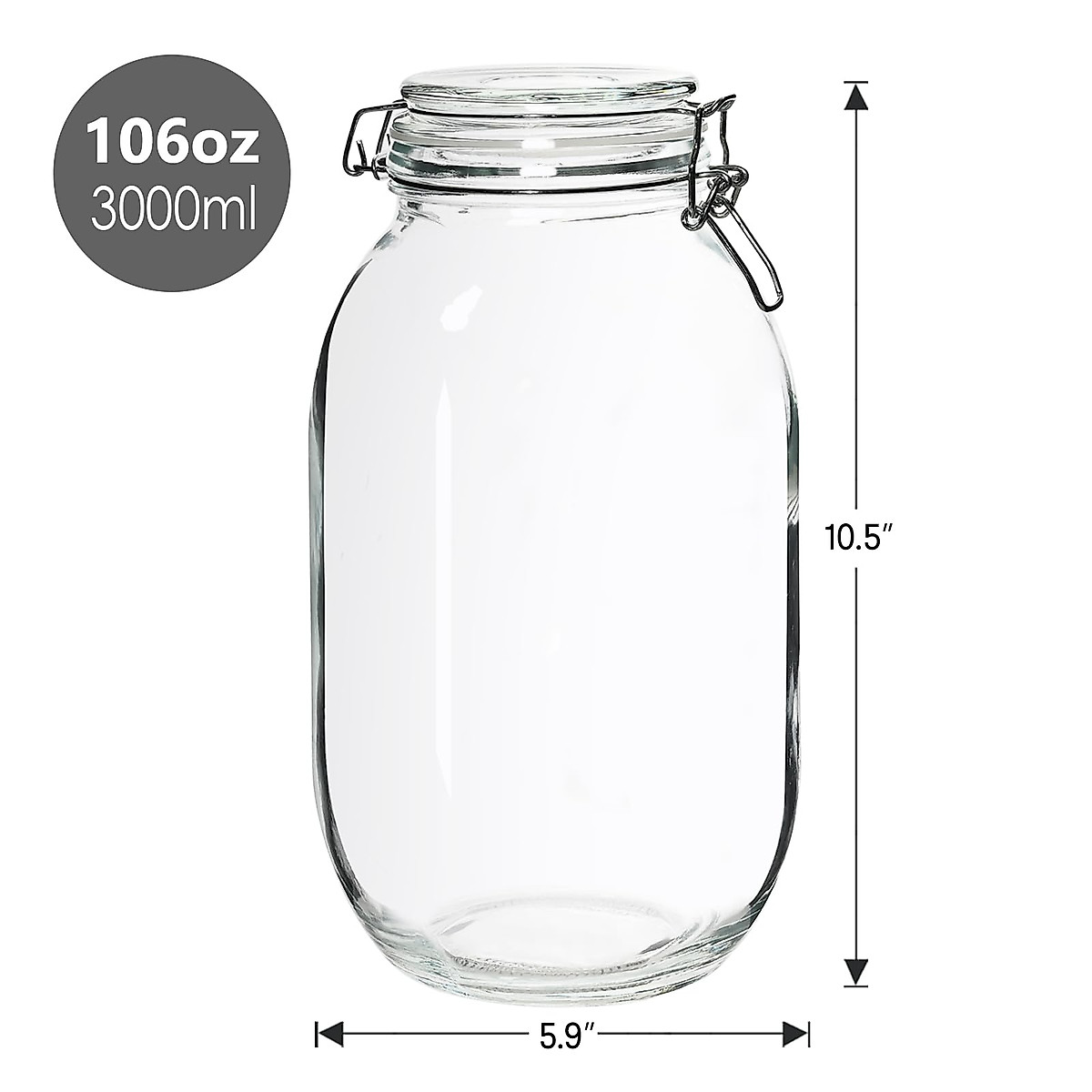 Ollieroo 106oz Glass Jars with Airtight Lid, Large Mason Jars, Wide Mouth Storage Containers for Flour, Cereal, Coffee, Pasta and Canning, Big Glass Kitchen Canisters (Set of 2)