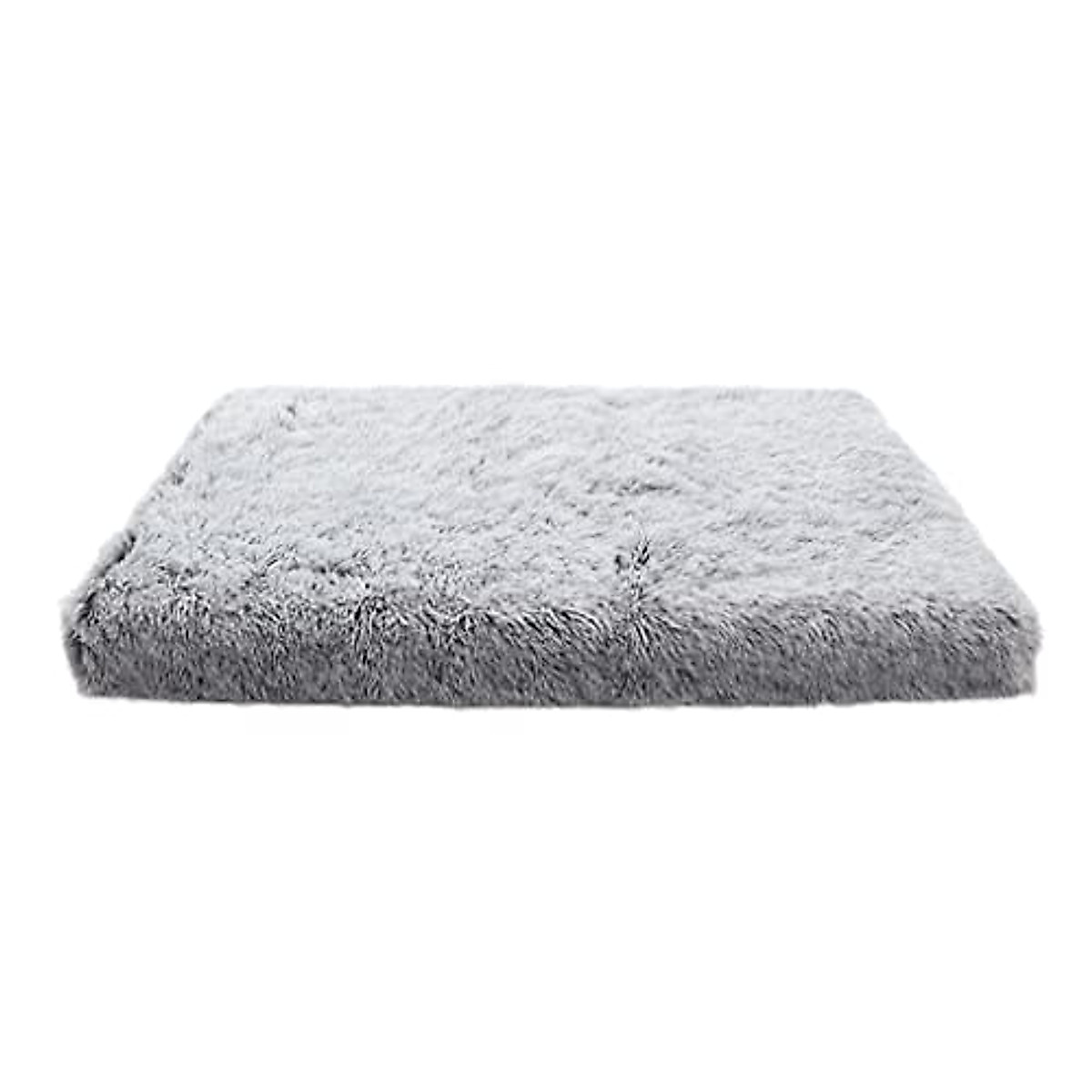 CHBC Square Long Plush Warm Dog Bed with Zipper Cat Mats Fulffy Pet Kennel Pad Warm Sleeping for Pet Washable Dogs Cats Sofa Bed (S, Grey-White)
