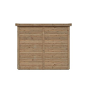 Leisure Season Urbano Lean to Shed Kit - Modern Weatherproof Outdoor Storage Shed with Floor, Doors, Plexiglass Windows, Pent Roof - Nordic Spruce Wood Shed Kit - Medium Brown, 8'x4' (URB8X47853)