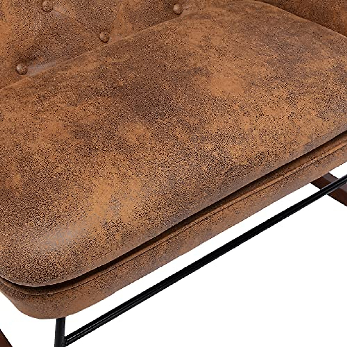 Henf Oversized Rocking Chair, Modern Velvet Rocker Armchair Loveseat Chair with Tufted High Back and Padded Seat Comfortable Accent Glider Rocker for Nursery Living Room Bedroom, Coffee