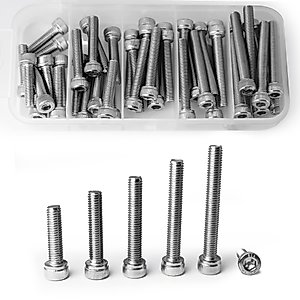 GUTEBANG M5 x 20mm 25mm 30mm 35mm 40mm Socket Head Cap Screws Bolts 304 Stainless Steel Hex Socket Screw, Metric Machine Fully Threaded, Assortment Kit 50PCS