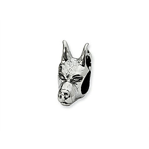 Reflections Sterling Silver Doberman Pinscher Head Bead/Charm